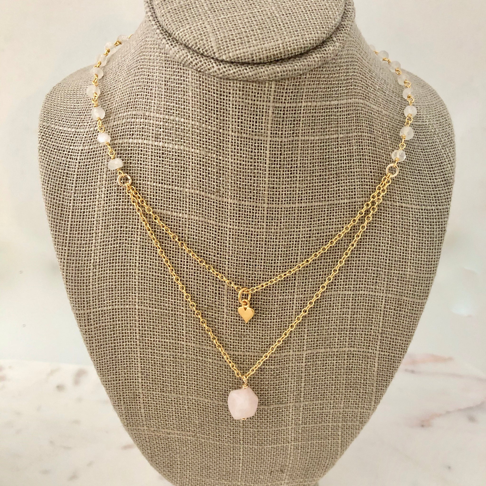 Layered Necklace ~ moonstone & rose quartz – Sabina Furst Designs